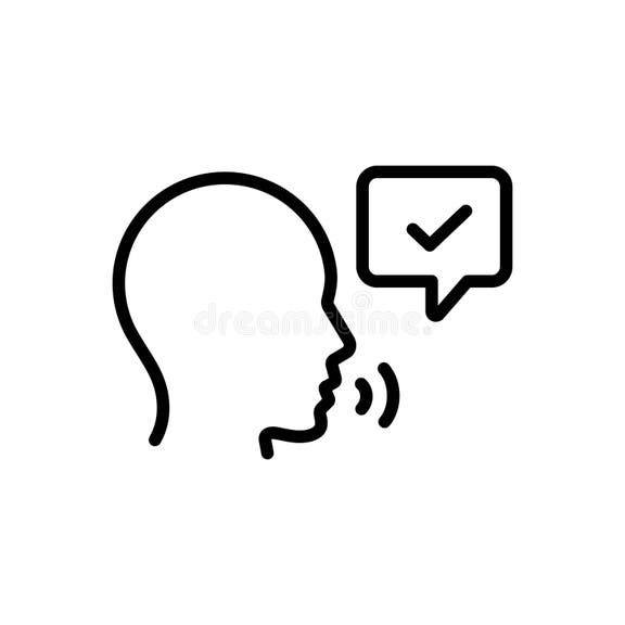 Black Line Icon for Verbal Approval, Verbal and Chat Stock Illustration ...