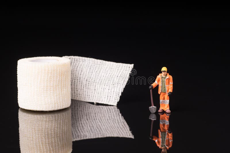 Verband Voor Verwondingen in Het Werk, Aangaande Zwart Blauw Stock Foto ...