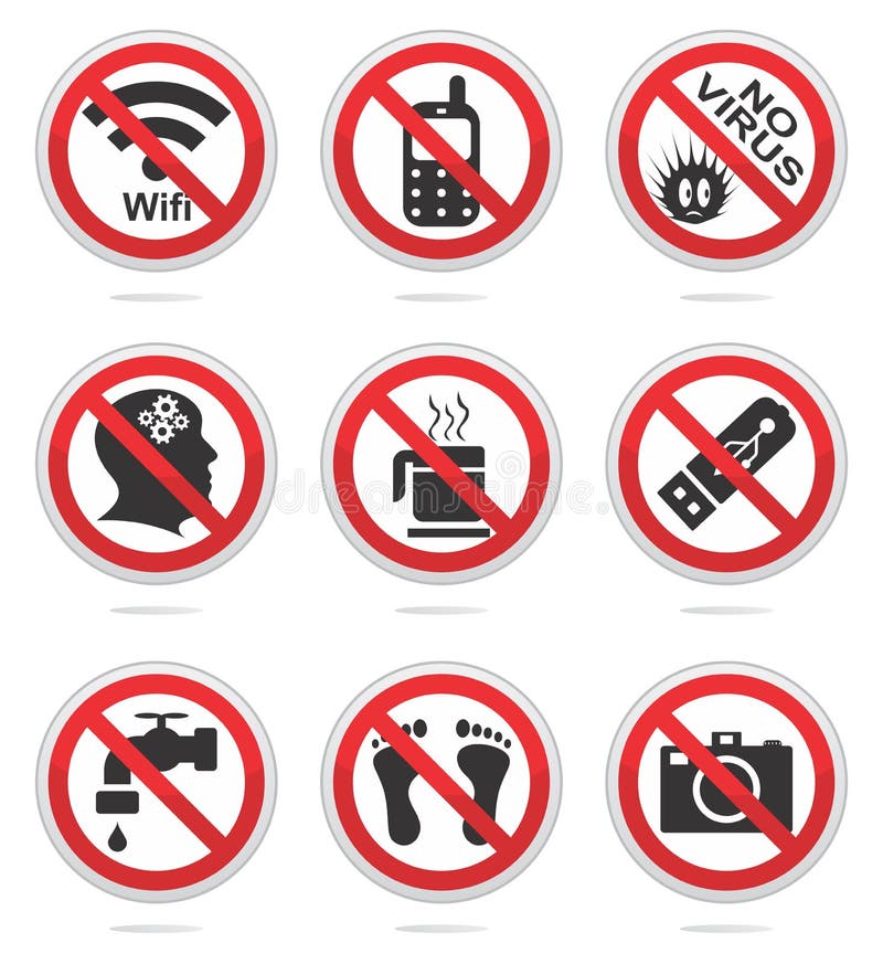 Verboden pictogrammen vector illustratie. Illustration of draagstoel ...