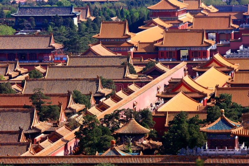 Verboden Stad, Het Paleis Van De Keizer, Peking, China Stock Afbeelding ...