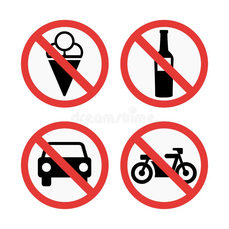 Verbotszeichen Stellten Sicherheitshinweisevektorillustration Ein ...