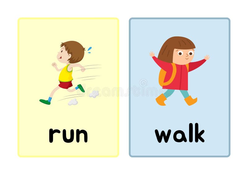 Verbs Flashcard - 2 stock illustration. Illustration of person - 312675932