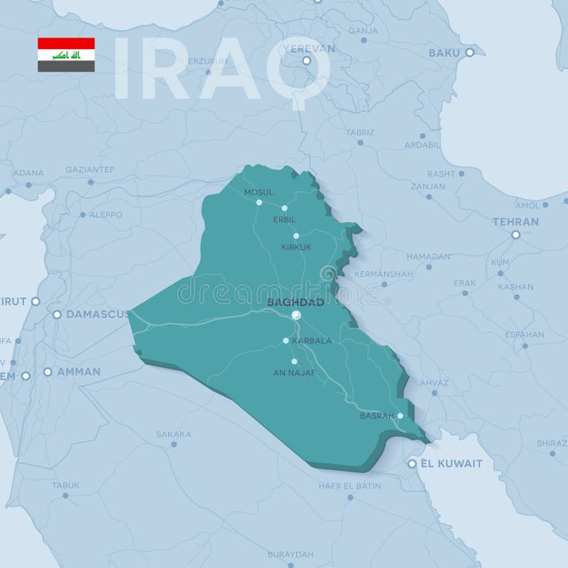 De Kaart En De Steden Van Irak Vector Illustratie - Illustratie ...