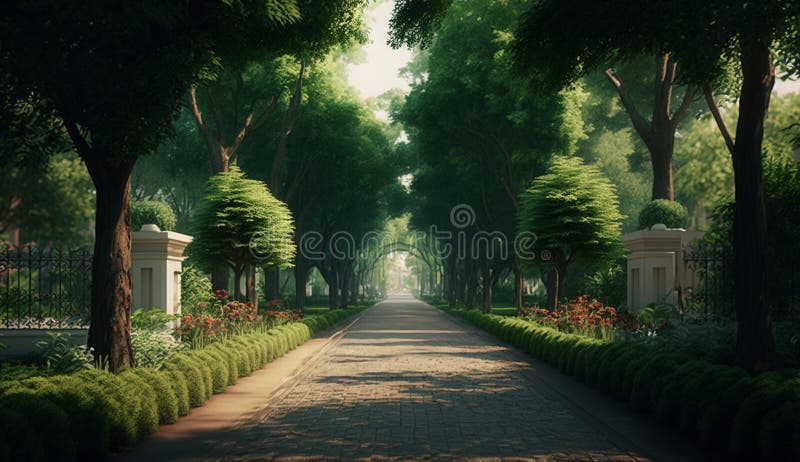 Verdant Avenue Design. Generative AI Stock Illustration - Illustration ...