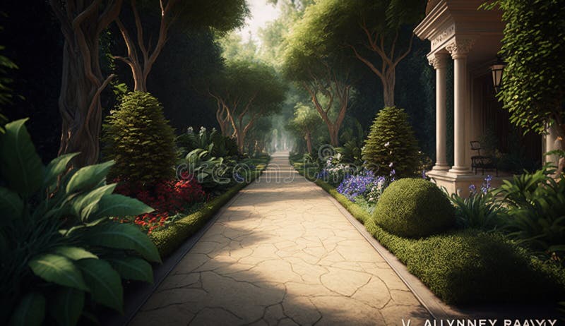 Verdant Avenue Design. Generative AI Stock Illustration - Illustration ...