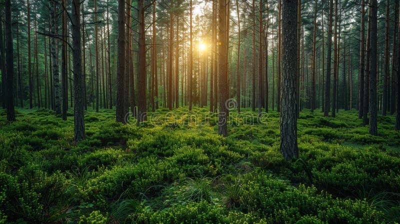 A Verdant Forest Rich with Various Tall Trees and Bushes Serves As an ...