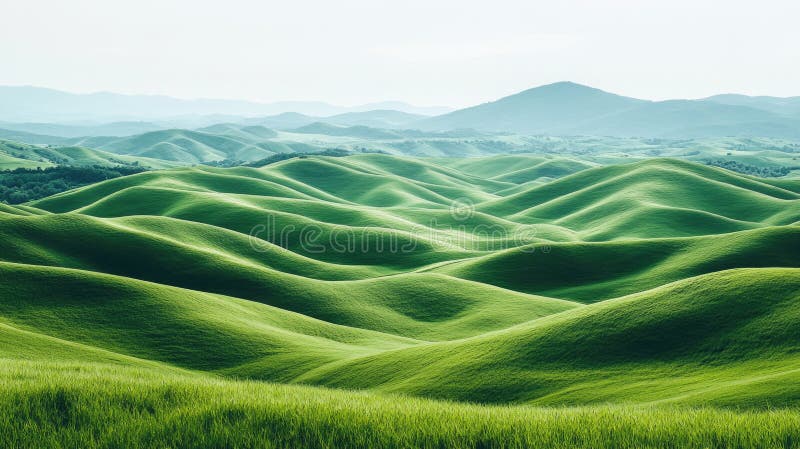Verdant Hills Under a Clear Sky in Serene Landscape Stock Photo - Image ...