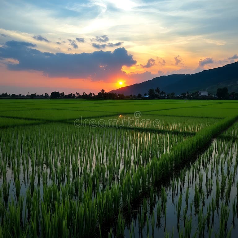 Verdant Rice Paddy Stock Illustrations – 572 Verdant Rice Paddy Stock ...