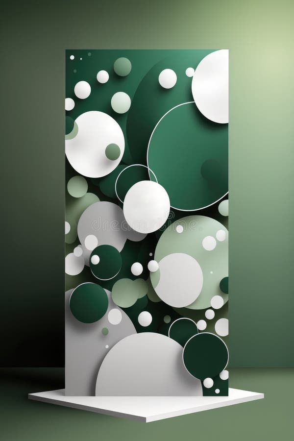 Verdant Sky and Silver Circles Podium, Empty Showcase for Packaging ...