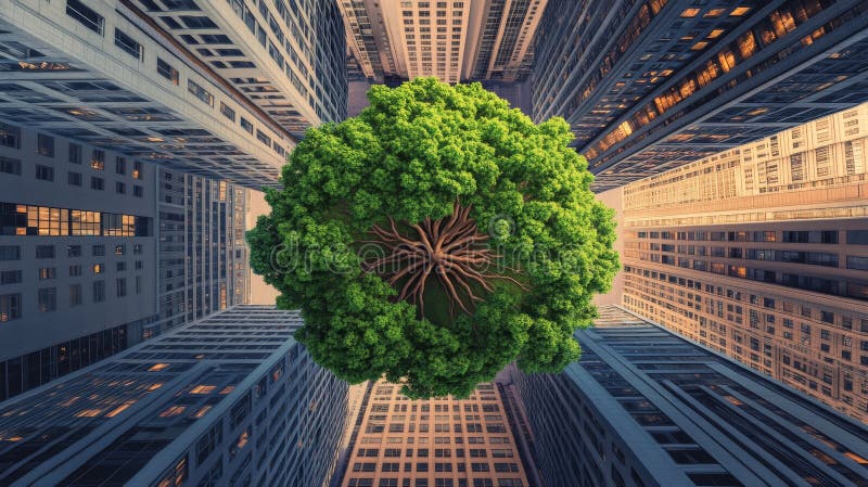 A Verdant Tree Thriving within the Circular Layout of a Current ...