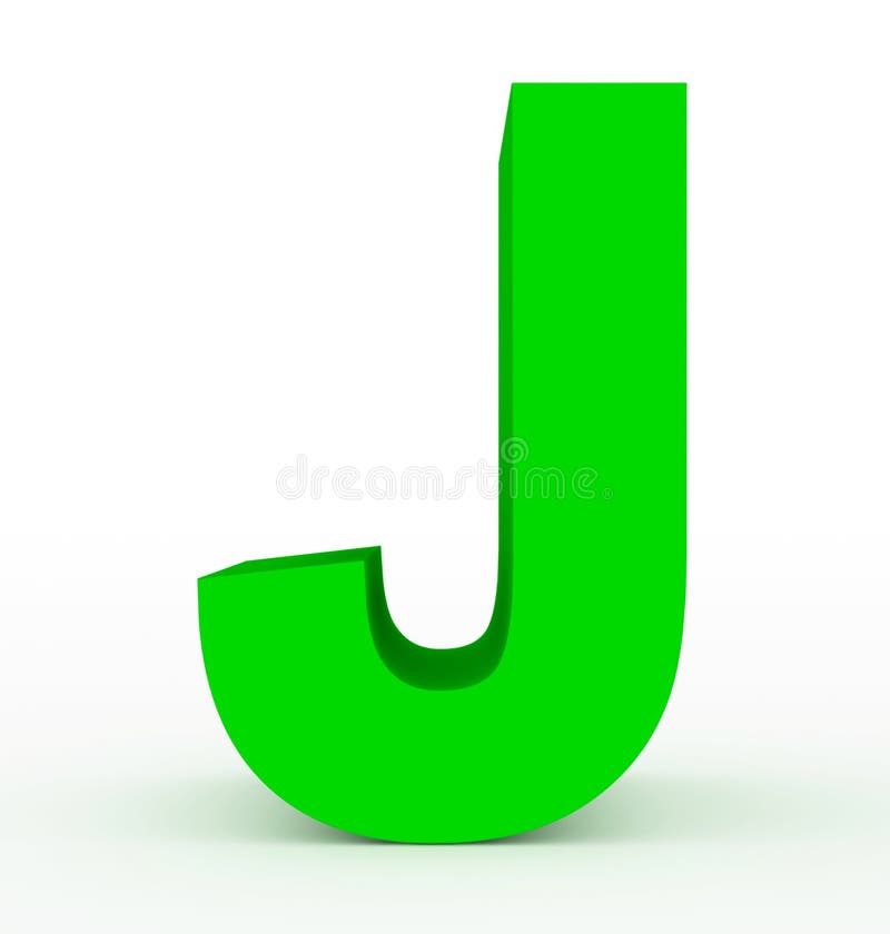 Verde De La Letra J 3d Aislado En Blanco Stock de ilustración ...