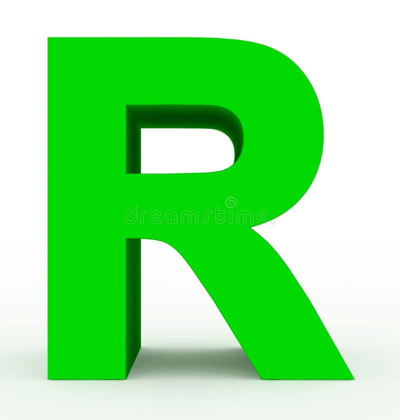 Verde De La Letra R 3d Aislado En Blanco Stock de ilustración ...