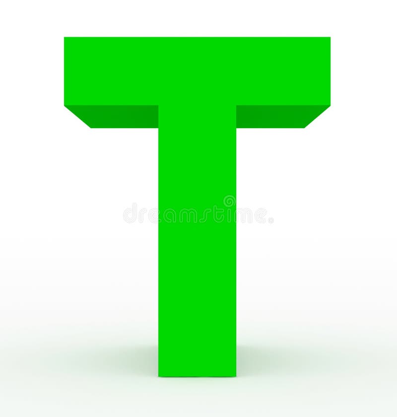 Verde De La Letra T 3d Aislado En Blanco Stock de ilustración ...