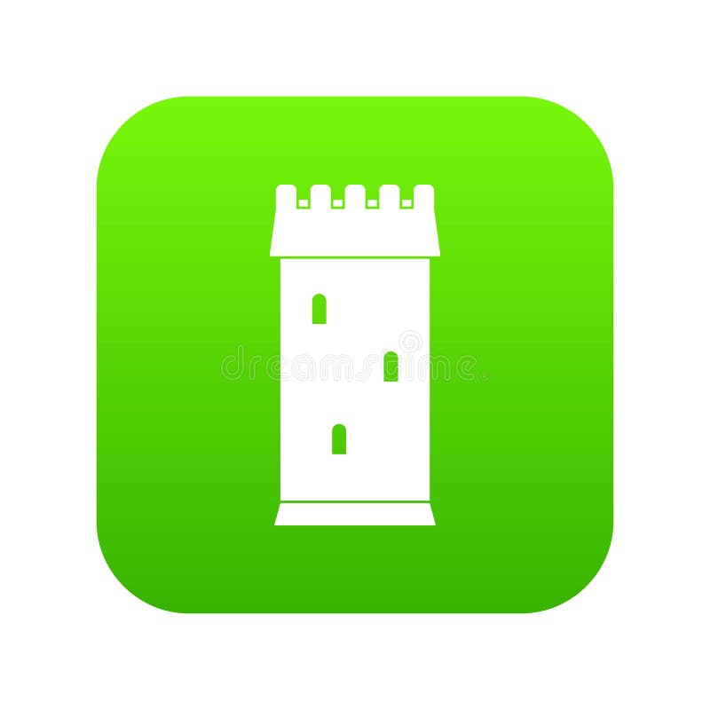 Verde Digital Del Icono De La Torre De La Fortaleza Ilustración del ...