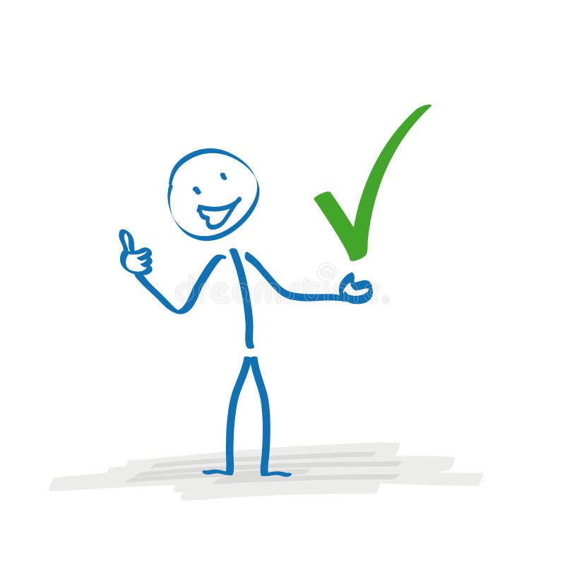 Verde Tick Ok de Stickman stock de ilustración. Ilustración de trazado ...