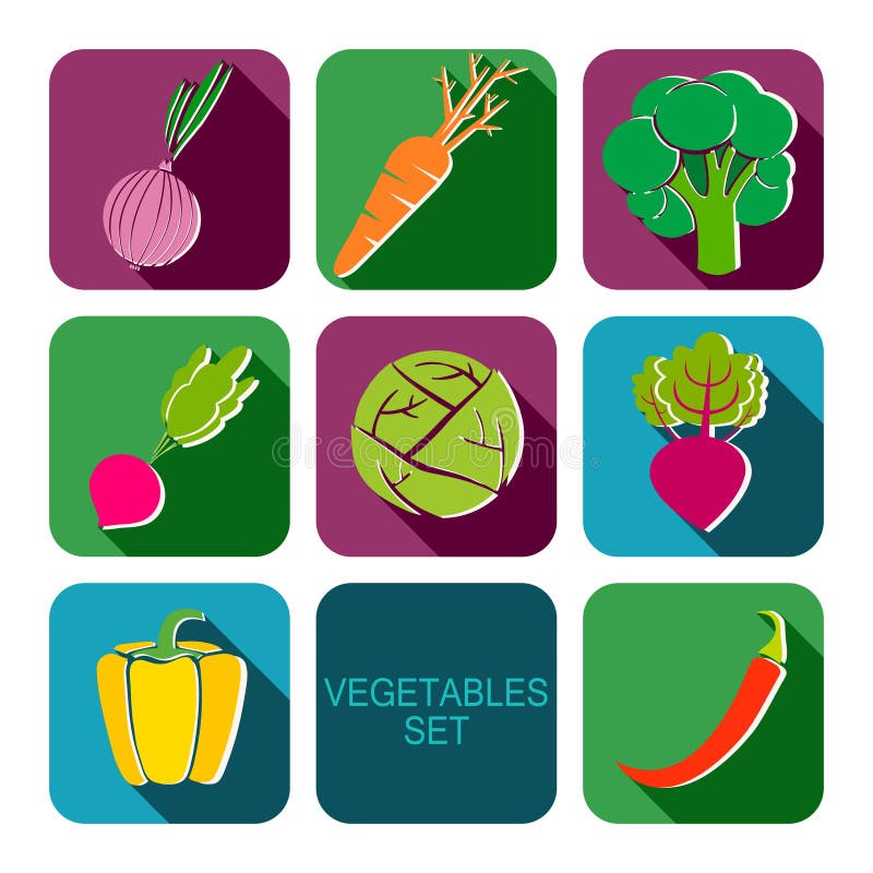 Verduras de los iconos ilustración del vector. Ilustración de fresco ...