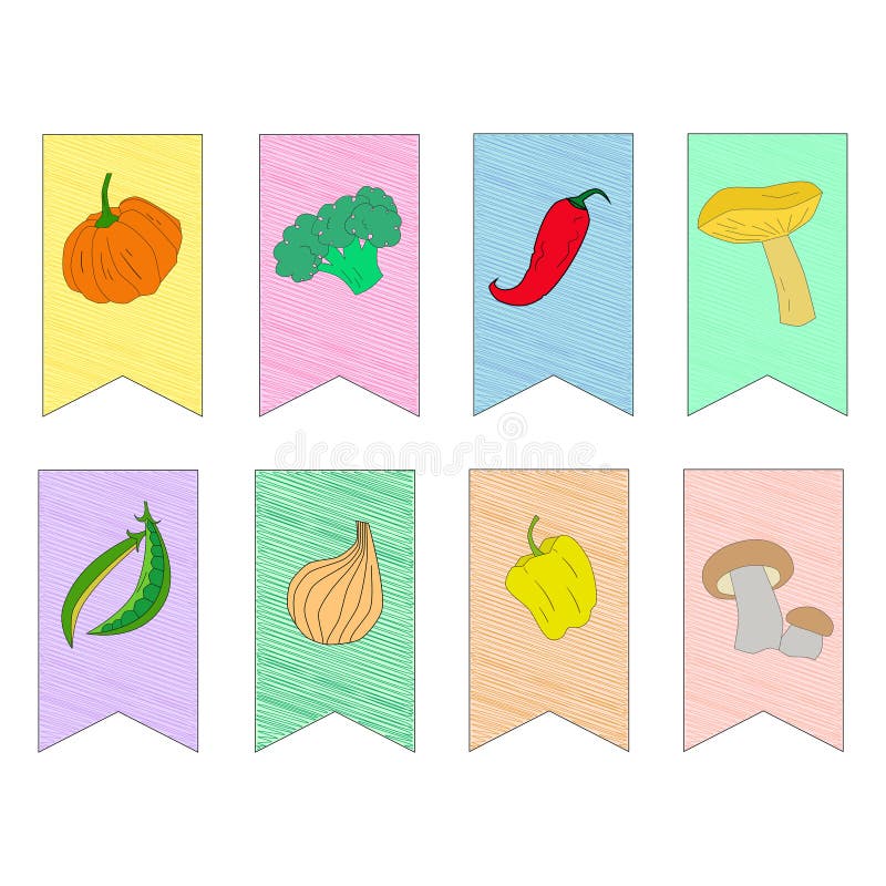 Verduras En El Ejemplo Del Vector De Las Banderas Ilustración del ...
