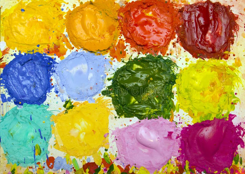 Verf op palet stock foto. Image of mengeling, geel, verfraai - 11902696