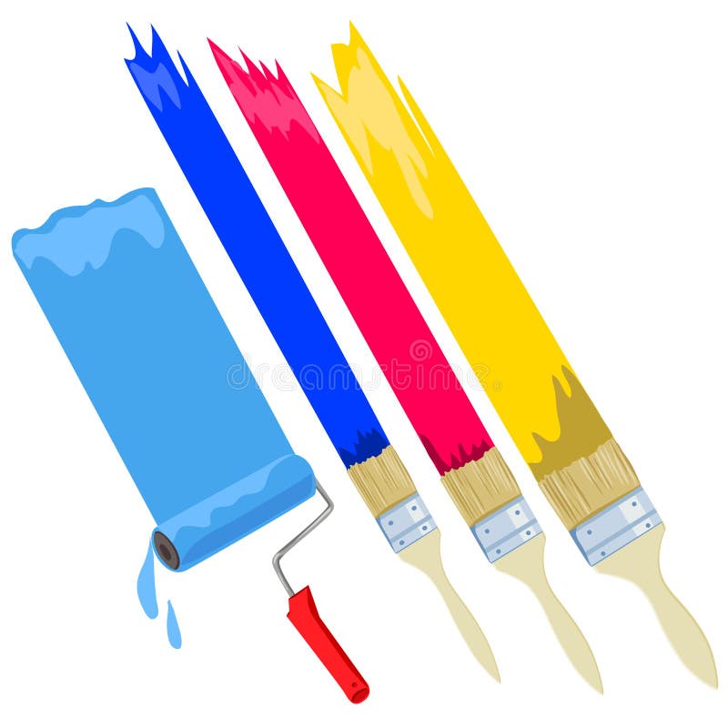 Verfborstel, Geïsoleerde Rol, Vector Illustratie - Illustration of ...