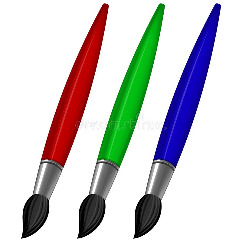 Verfborstel in kleur 3 vector illustratie. Illustration of groen - 52107570