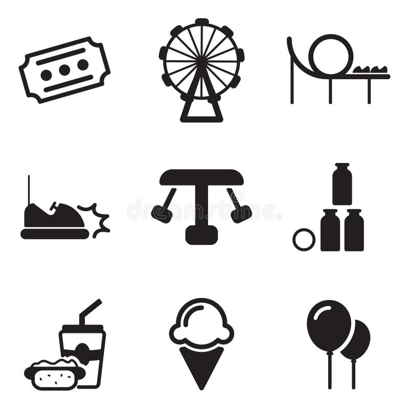 Freizeitpark-Ikonen vektor abbildung. Illustration von park - 52736445