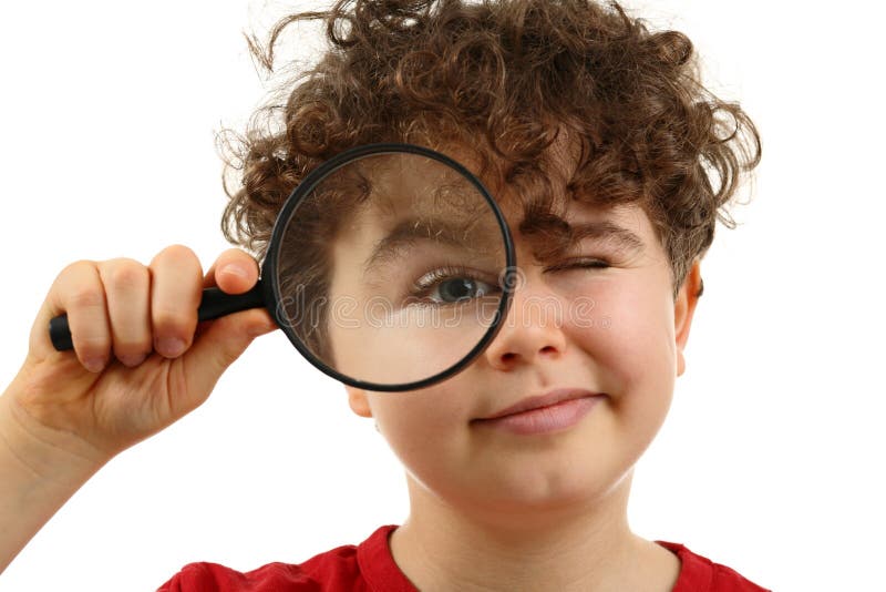 Oog Door Een Vergrootglas Kijk Door Meer Magnifier Stock Foto - Image ...