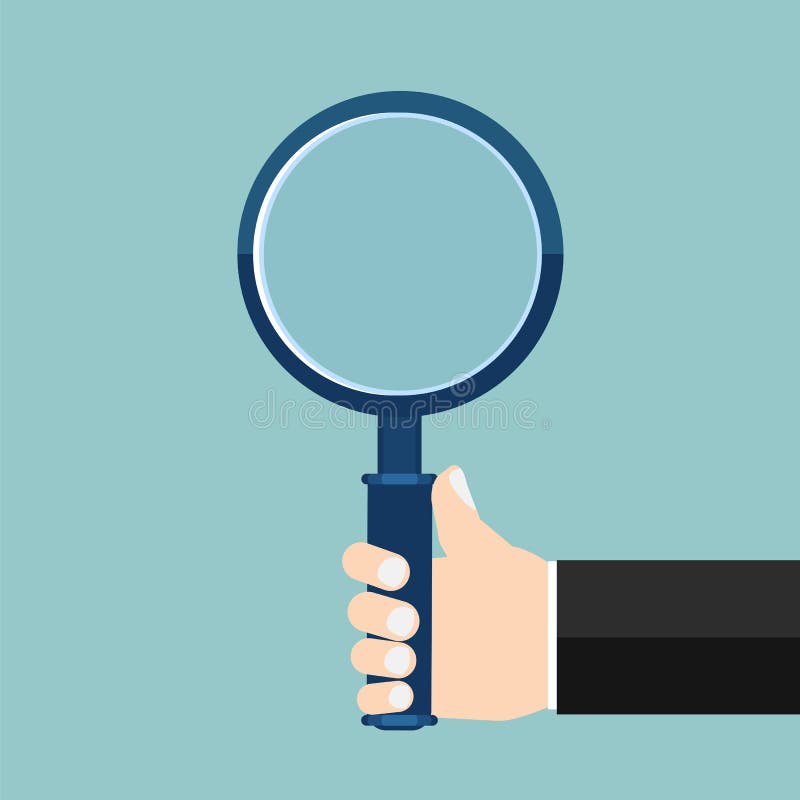 Vergrootglas in een hand vector illustratie. Illustration of analyse ...