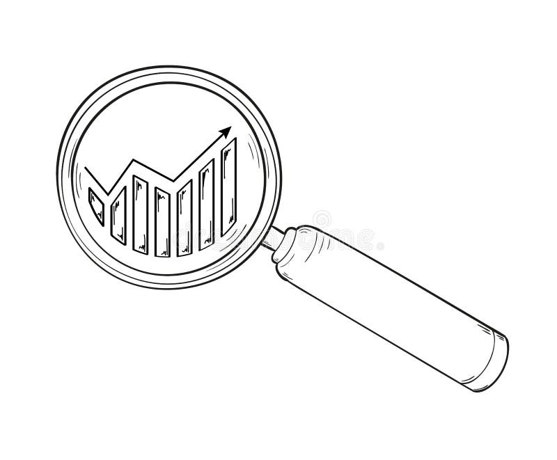 Vergrootglas En Grafiek Met Pijl Vector Illustratie - Illustration of ...