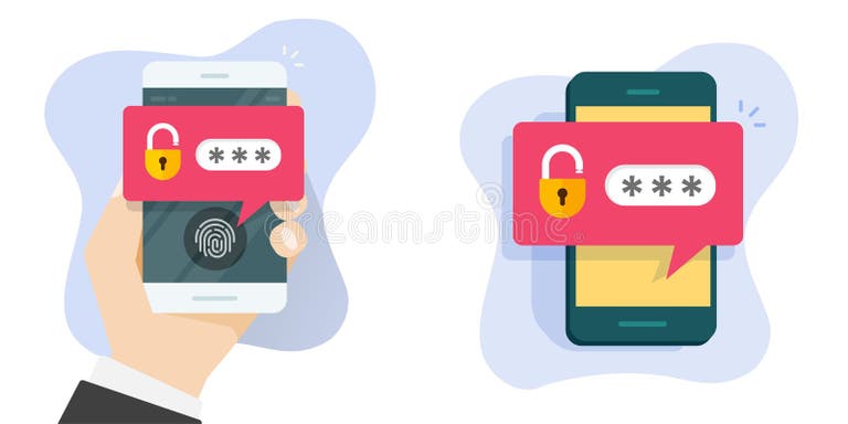 Verification Code Password Access on Mobile Cell Phone Icon Vector Push Notice Message Graphic ...