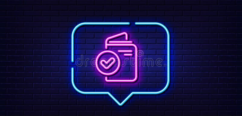 Verification Document Line Icon. Accepted Passport Sign. Neon Light ...