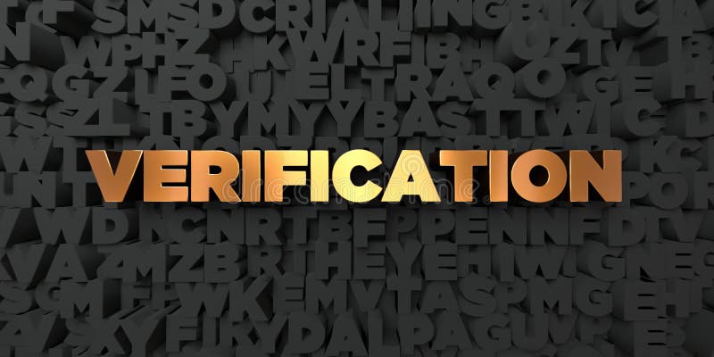 Verification Gold Text On Black Background 3d Rendered Royalty Free