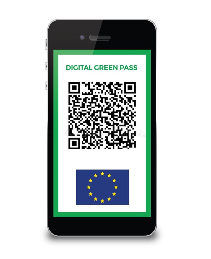 Verification of the Green Pass on Smartphone Stock Illustration ...