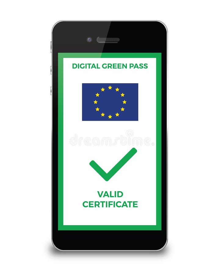 Verification of the Green Pass on Smartphone Stock Illustration ...