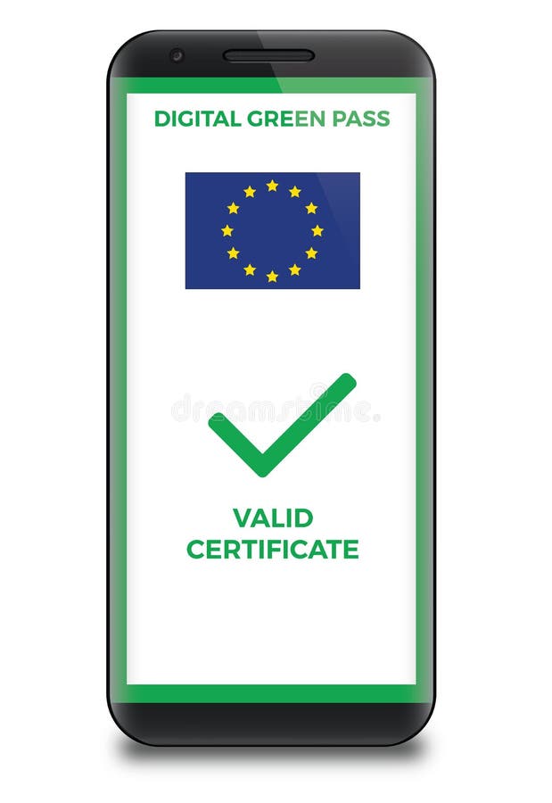 Verification of the Green Pass on Smartphone Stock Illustration ...