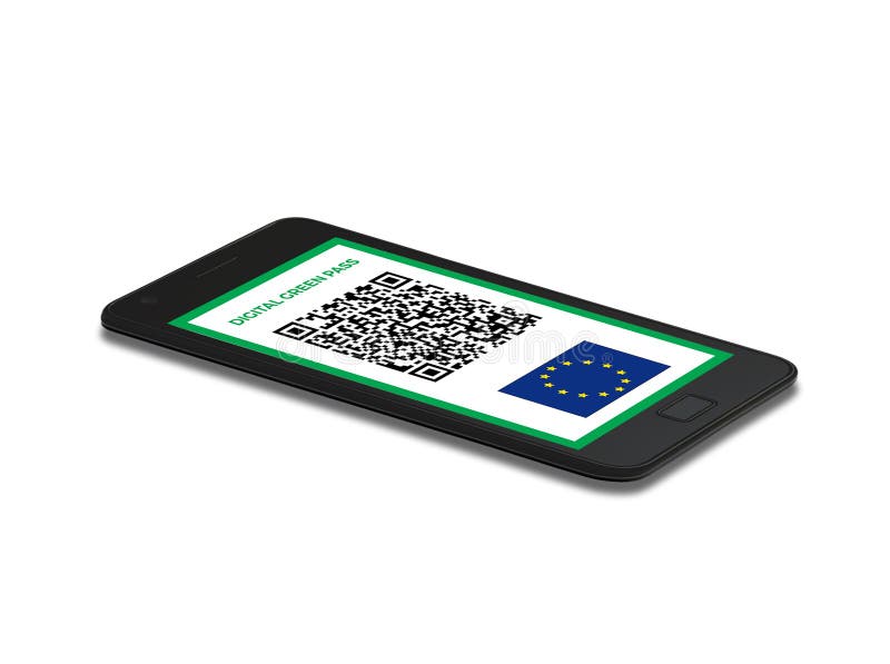 Verification of the Green Pass on Smartphone Stock Illustration ...