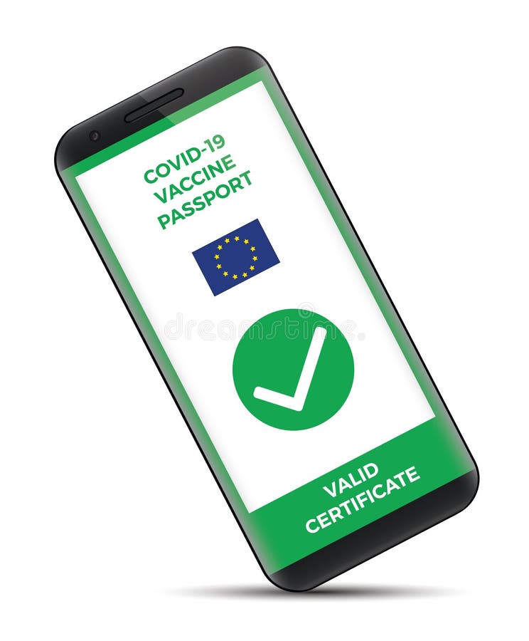 Verification of the Green Pass on Smartphone Stock Illustration ...