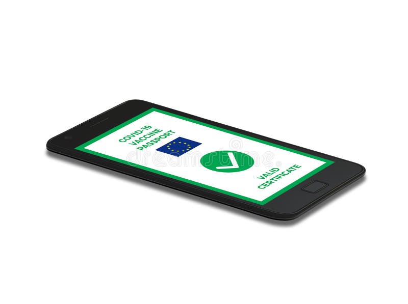 Verification of the Green Pass on Smartphone Stock Illustration ...