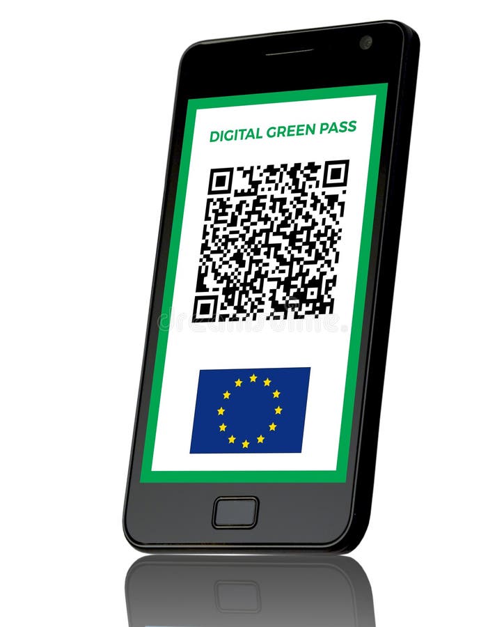 Verification of the Green Pass on Smartphone Stock Illustration ...