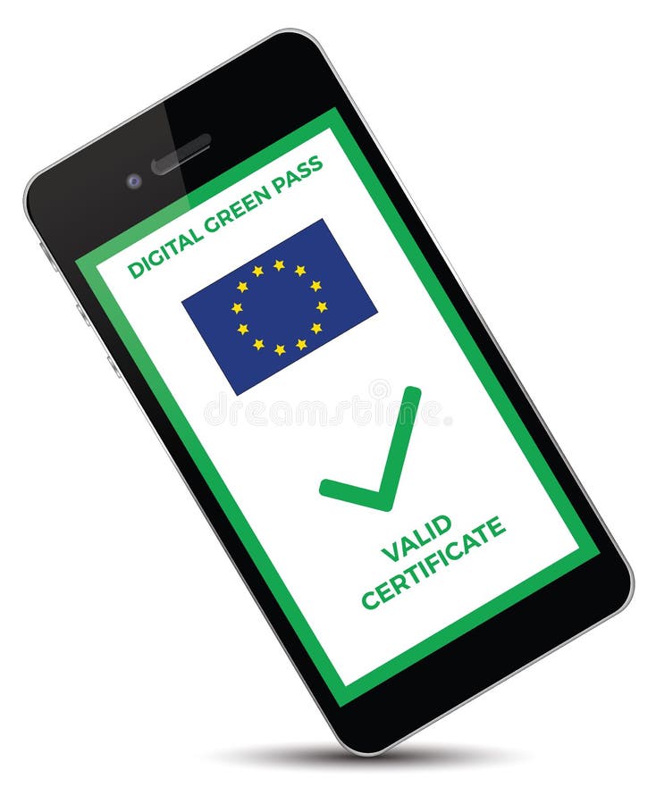 Verification of the Green Pass on Smartphone Stock Illustration ...
