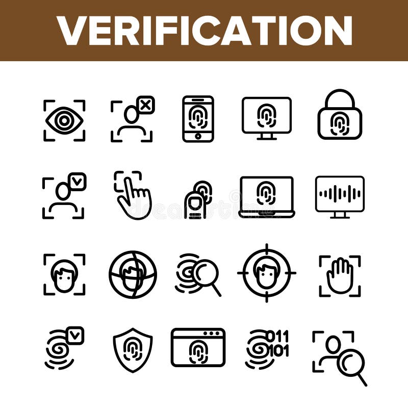 Verification of ID Vector Thin Line Icons Set Stock Vector ...