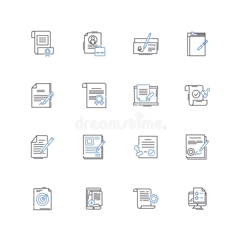 Verification Line Icons Collection Authentication Certification