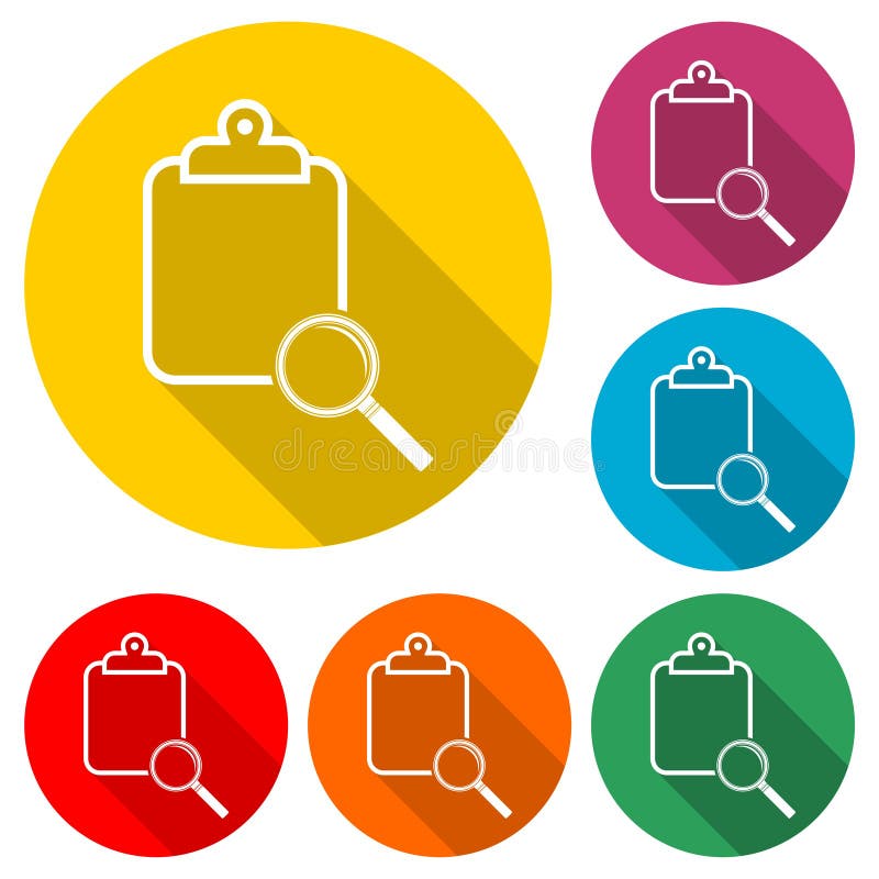 Verification and Review Concept, Magnifier on Icon or Logo, Color Set ...