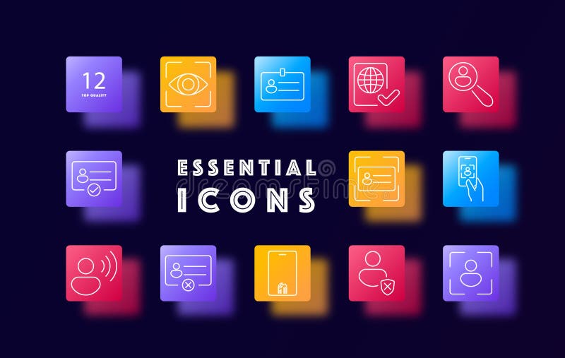 Verification Set Icon. ID Card, Personal Identification, Security ...