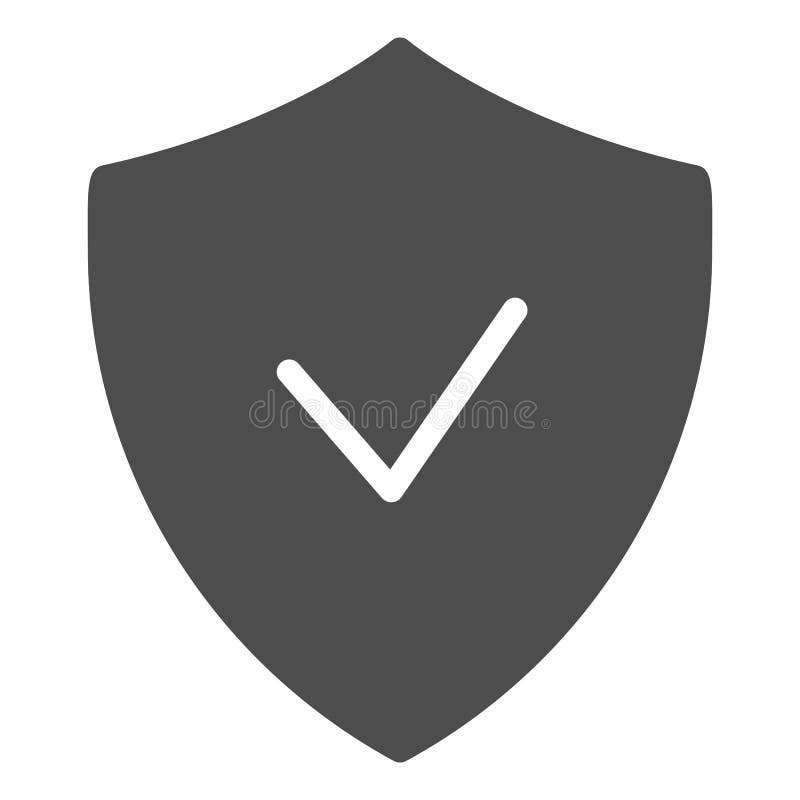 Verified Emblem Solid Icon. Shield with Check Mark Vector Illustration ...