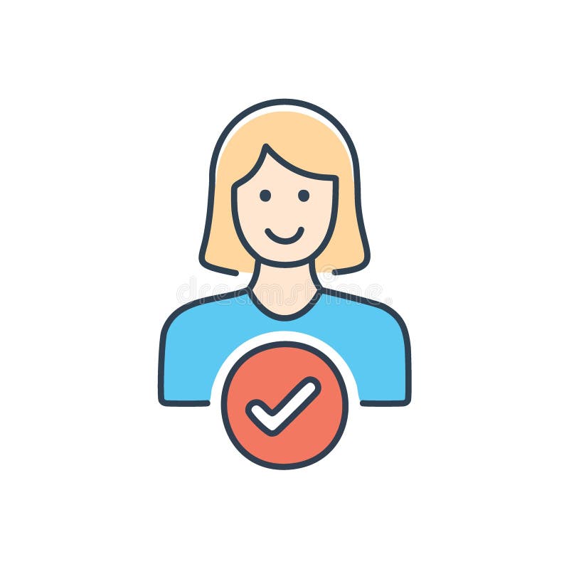 Verified Female User Icon. Illustration of a Female User Icon with a ...