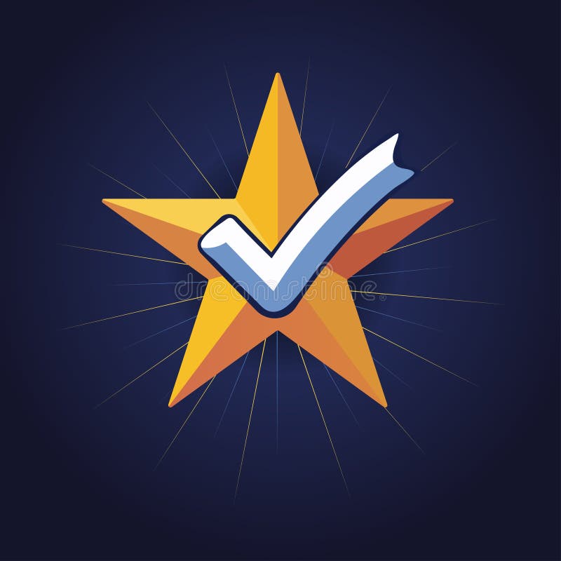 Verified Golden Star Checkmark Icon Stock Vector - Illustration of ...