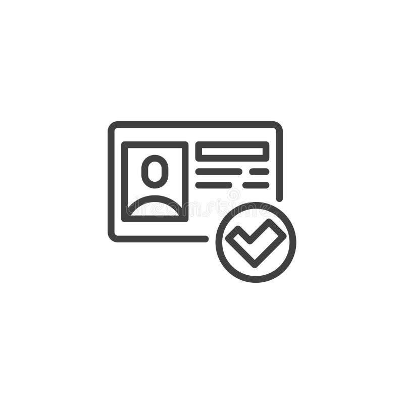Verified Identity Line Icon Stock Vector - Illustration of pictogram ...
