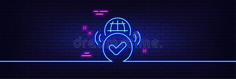 Verified Internet Line Icon. Approved Web Access Sign. Neon Light Glow ...