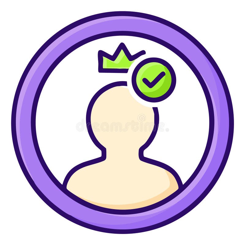 Verified Premium User Profile Icon with Crown and Checkmark Stock Vector - Illustration of ...