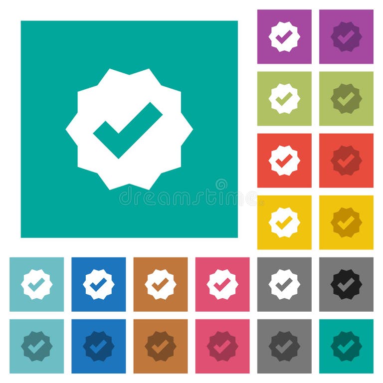 Verified Sticker Solid Square Flat Multi Colored Icons Stock Vector ...